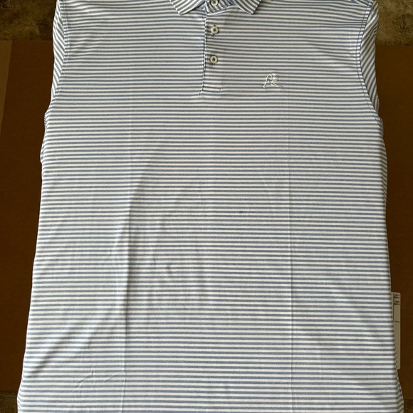 Rhoback | Shirts | Rhoback Heathered Light Blue And White Striped Polo ...